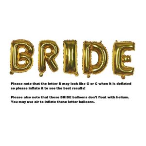 Bridal Shower Bachelorette Party Decorations Kit Gold – Set Includes 1 Fringe Curtain, 1 Set of Foil Bride Balloons, 1 Ring Balloon, 2 Heart Balloons, 4 Confetti Balloons, 4 Gold, 4 White Balloons