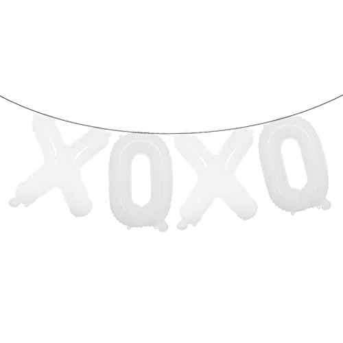 16 Inch XOXO Letter Foil Balloons Banner Wedding Engagement Valentines Day Marriage Bridal Shower Birthday Party Decor Balloon Multicolor (XOXO White)