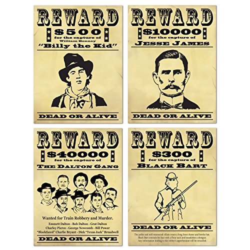 Wanted Sign Cutouts (4/Pkg)