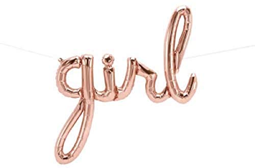 Rose Gold “Girl” Script Foil Balloon - 24” One-Piece Letters Balloon for Girl Baby Shower, Gender Reveal, Pregnancy Announcement, First Birthday Party, Christening, Baptism, Nursery Decoration