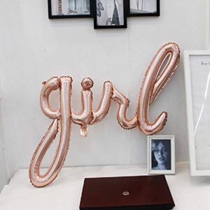 Rose Gold “Girl” Script Foil Balloon - 24” One-Piece Letters Balloon for Girl Baby Shower, Gender Reveal, Pregnancy Announcement, First Birthday Party, Christening, Baptism, Nursery Decoration