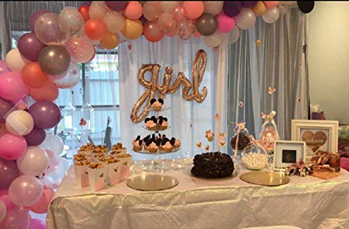 Rose Gold “Girl” Script Foil Balloon - 24” One-Piece Letters Balloon for Girl Baby Shower, Gender Reveal, Pregnancy Announcement, First Birthday Party, Christening, Baptism, Nursery Decoration