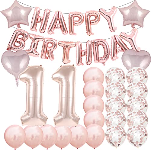 Sweet 11th Birthday Decorations Party Supplies,Rose Gold Number 11 Balloons,11th Foil Mylar Balloons Latex Balloon Decoration,Great 11th Birthday Gifts for Girls,Women,Men,Photo Props