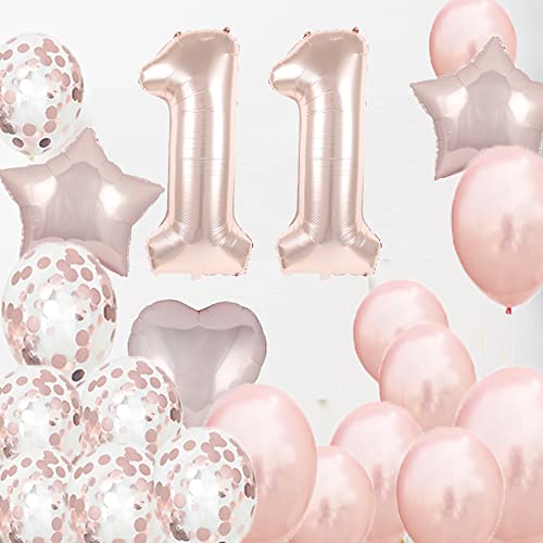 Sweet 11th Birthday Decorations Party Supplies,Rose Gold Number 11 Balloons,11th Foil Mylar Balloons Latex Balloon Decoration,Great 11th Birthday Gifts for Girls,Women,Men,Photo Props