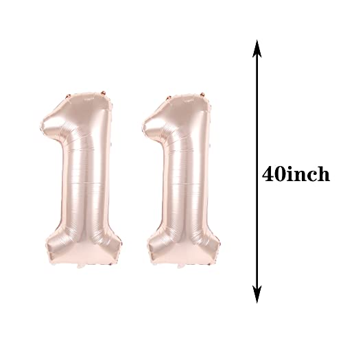 Sweet 11th Birthday Decorations Party Supplies,Rose Gold Number 11 Balloons,11th Foil Mylar Balloons Latex Balloon Decoration,Great 11th Birthday Gifts for Girls,Women,Men,Photo Props