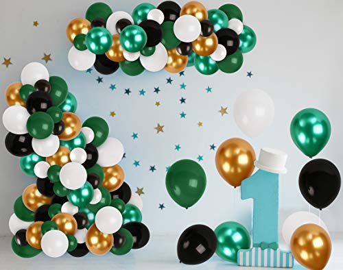 2023 New Year Decorations Green and Black Balloon Garland Kit Gold and Green Balloons White Balloon for Jungle Wedding Engagement Party Baby Shower Safari Birthday Party Decors