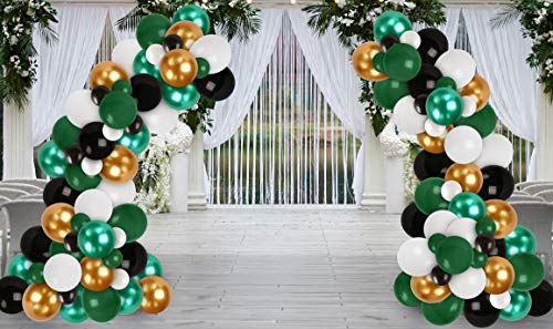 2023 New Year Decorations Green and Black Balloon Garland Kit Gold and Green Balloons White Balloon for Jungle Wedding Engagement Party Baby Shower Safari Birthday Party Decors