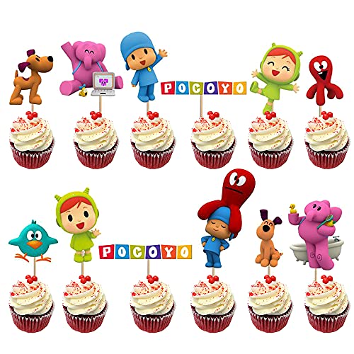 JEWELESPARTY 24PC POCOYO CUPCAKE TOPPER CAKE PARTY PARTY SUPPLIES FAVOR DECORATIONS DECOR THEME IDEA FUN CELEBRATION HAPPY BIRTHDAY FAVO GIFT CENTERPIECE DANCE VIDEO GAME MUSIC