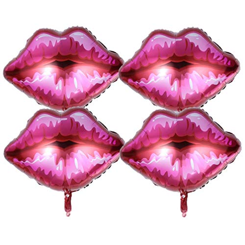 BinaryABC Lips Shape Balloon Foil Mylar Balloon,Valentines Day Wedding Engagement Props, 4Pcs