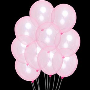 AnnoDeel 100pcs Crystal Pastel Clear Balloon, 12 inch Thick Transparent Party Latex Balloon for Wedding Birthday Baby Shower Party Decoration (Pink)