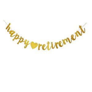 happy retirement gold banner, retirement party sign bunting decorations