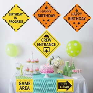 TUPARKA 16pcs Construction Themed Party Decorations Double Sided Cutouts Traffic Signs for Boys Kids Birthday Party and Bedroom Decorations