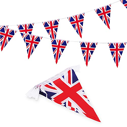 RUIXIA Fabric Union Jack Bunting String Flag 8m26ft Long with 25 Triangular Flags Bunting British Banners Party Decor British UK Patriotic Themed Bunting Banner for National Royal Party Decoration