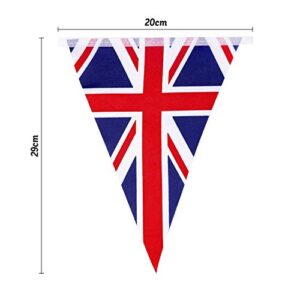 RUIXIA Fabric Union Jack Bunting String Flag 8m26ft Long with 25 Triangular Flags Bunting British Banners Party Decor British UK Patriotic Themed Bunting Banner for National Royal Party Decoration