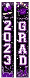 class of 2023 banner purple graduation party decorations congrats grad banner hanging door porch signs for 2023 university and senior high school graduation decorations