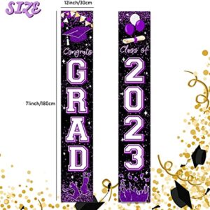 Class of 2023 Banner Purple Graduation Party Decorations Congrats Grad Banner Hanging Door Porch Signs for 2023 University and Senior High School Graduation Decorations