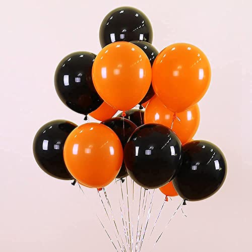 IyGnaw 100 Pcs 12 Inch Orange Black Halloween Latex Party Decoration Balloons for Hallows' Day Party Birthdays Wedding