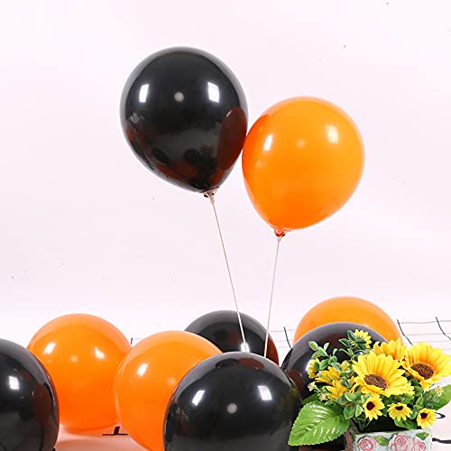 IyGnaw 100 Pcs 12 Inch Orange Black Halloween Latex Party Decoration Balloons for Hallows' Day Party Birthdays Wedding