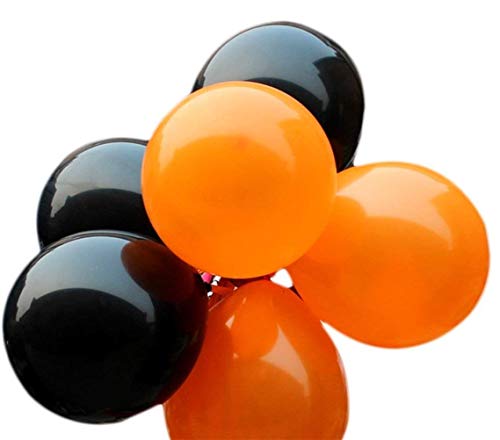 IyGnaw 100 Pcs 12 Inch Orange Black Halloween Latex Party Decoration Balloons for Hallows' Day Party Birthdays Wedding