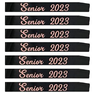 sgkued senior 2023 sashes, (7 pack) black satin sash senior 2023 with rose foil cheer finally graduated cheerleader sash senior 2023 for graduation party suppiles