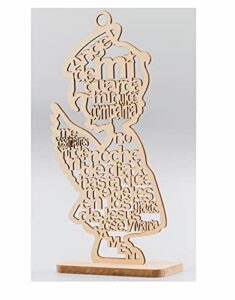 elegant 12 in wooden laser cut religious baptism favor baby shower communion wedding party decoration centerpiece (angel girl -12pcs)