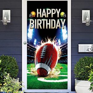 American Football Happy Birthday Banner Backdrop Rugby Players Sports Touchdown Theme Favors Supplies Flag Background Decor for Fan Man Boy 1st Birthday Baby Shower Party Decorations