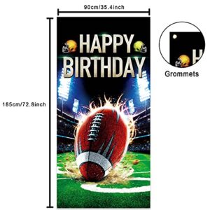 American Football Happy Birthday Banner Backdrop Rugby Players Sports Touchdown Theme Favors Supplies Flag Background Decor for Fan Man Boy 1st Birthday Baby Shower Party Decorations