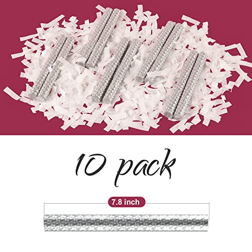 Battife 10Pack White Confetti Wands, Confetti Shoot Poppers, Tissue Paper Confetti Sticks for Wedding Party Celebrations, Anniversary, Birthday, 7.8inch