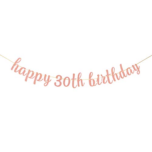 INNORU Glitter Happy 30th Birthday Banner - 30 Bitches Sign Banner - Cheers to 30 Years Birthday Party Bunting Decorations Rose Gold