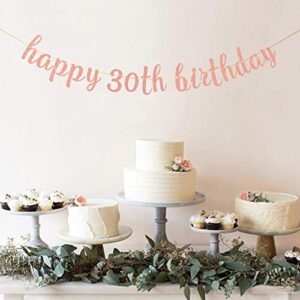 INNORU Glitter Happy 30th Birthday Banner - 30 Bitches Sign Banner - Cheers to 30 Years Birthday Party Bunting Decorations Rose Gold