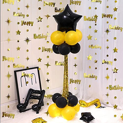 Gold Happy Birthday Decorations Happy Birthday Circle Dot Twinkle Star Garland Metallic Hanging Streamer Bunting Banner Backdrop for 1st 13th 16th 21st 30th 40th 50th 60th Birthday Party Supplies