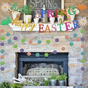 Hello Spring & Happy Easter Banner, Easter Party Decorations for the Home, Spring Party Banner Decorations, Happy Easter Bunny Bunting Garland Easter Decor,Spring Easter Mantel Fireplace Hanging Decor