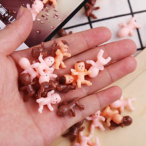 VEYLIN 72Pcs 1 Inch Mini Plastic Babies Mixed Race, Small Cute Babies Figurines for Ice Cube Baby Shower My Water Broke Game