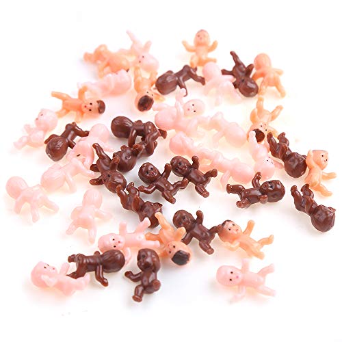 VEYLIN 72Pcs 1 Inch Mini Plastic Babies Mixed Race, Small Cute Babies Figurines for Ice Cube Baby Shower My Water Broke Game