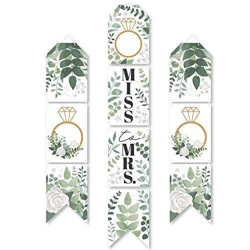 Big Dot of Happiness Boho Botanical Bride - Hanging Vertical Paper Door Banners - Greenery Bridal Shower and Wedding Party Wall Decoration Kit - Indoor Door Decor