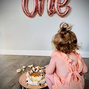 One Balloon Banner 40" First Birthday Balloons Hand Writing Style Foil Letter Baby Balloon Anniversary Celebration Decorations,Rose Gold