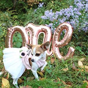 One Balloon Banner 40" First Birthday Balloons Hand Writing Style Foil Letter Baby Balloon Anniversary Celebration Decorations,Rose Gold