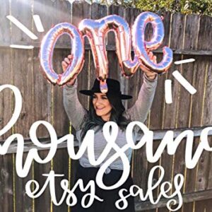 One Balloon Banner 40" First Birthday Balloons Hand Writing Style Foil Letter Baby Balloon Anniversary Celebration Decorations,Rose Gold