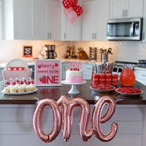 One Balloon Banner 40" First Birthday Balloons Hand Writing Style Foil Letter Baby Balloon Anniversary Celebration Decorations,Rose Gold