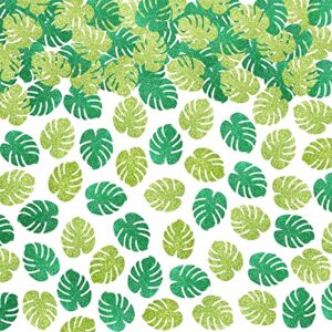 200pcs tropical palm leaf confetti hawaiian table confetti for luau hawaii summer birthday party table decorations tropical baby shower party table decorations (green and light green)