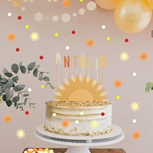 200 Pieces First Trip Around The Sun Birthday Decorations Boho Sun Confentti Muted Little Sunshine Confetti Papercraft Embellishments for Groovy Party Baby shower First Birthday Table Decors