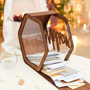 lmllml Personalized Wedding Card Box Rustic Wood Card Box for Wedding Reception Deco, Custom Wooden Memory Box Carving Name and Date, Large 11.9x11x6.3, Wood Brown