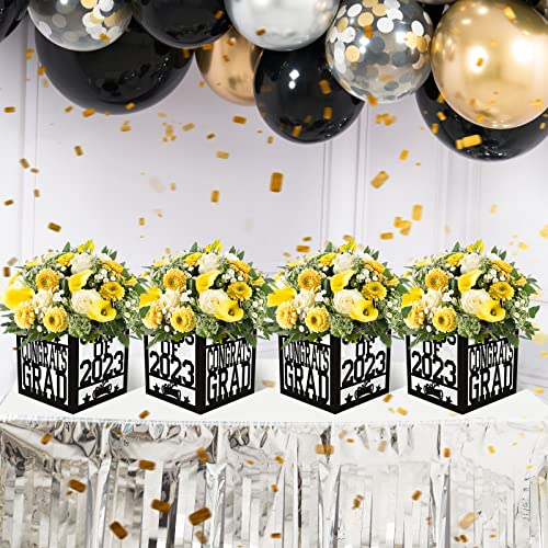 Graduation Table Centerpieces Boxes for Class of 2023 Congrats Grad School College Party Table Home Decorations Supplies, Set of 4