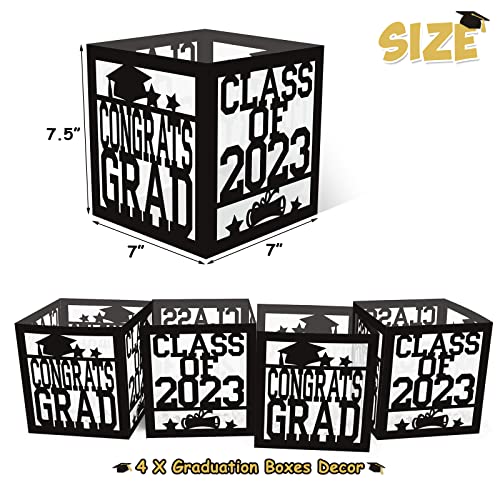 Graduation Table Centerpieces Boxes for Class of 2023 Congrats Grad School College Party Table Home Decorations Supplies, Set of 4