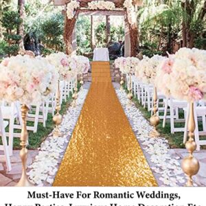 Aisle Runner for Wedding-15FTx2FT-Deep Gold Sequin Aisle Runner Indoor Outdoor Ceremonies Decor Carpet Runner Church Runner Wedding Walkway Carpet Runner Rugs Aisle Runner Sequins (2FTx15FT, Gold)