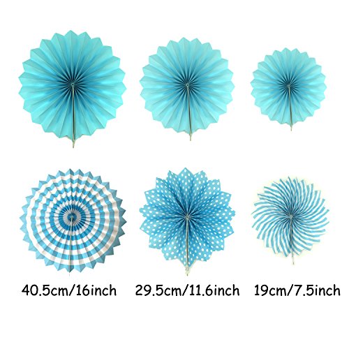 Cocodeko Hanging Set, Tissue Paper Poms Flower Fan and Honeycomb Balls for Birthday Baby Shower Wedding Festival Decorations-Blue, 3 Gram