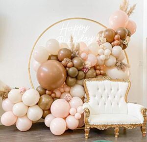 126pcs boho brown dusty rose pink nude ivory white baby shower balloons balloon garland arch kit, teddy bear jungle safari baby shower birthday party decorations supplies for boy girl