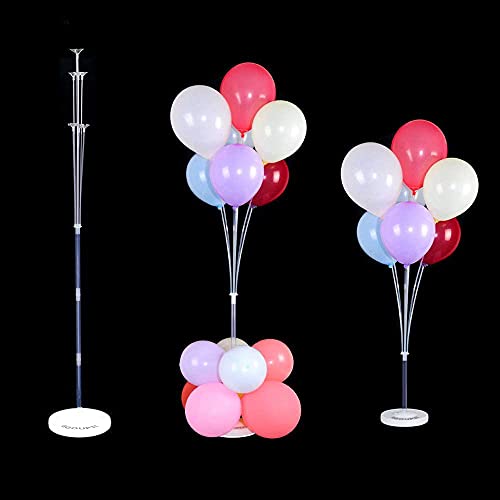 GGOUPTY 2 Set Balloon Column Stand Kit 5.3Ft Height Floor or Table Balloon Holder Adjustable with 2 Base and Pole Tower Decoration for Baby Shower Halloween Christmas Birthday Wedding Party