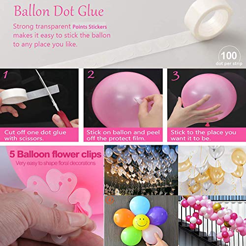 Pink Party Balloons 110 Pcs 12in Hot Pink & Gold Metallic Balloons Pearlescent Balloons Arch &Decorating Strip+Balloon Tying Tools+Points Stickers+Flower Clips+Silver Ribbons,Wedding, Shower, Party