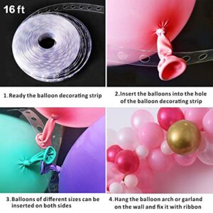 Pink Party Balloons 110 Pcs 12in Hot Pink & Gold Metallic Balloons Pearlescent Balloons Arch &Decorating Strip+Balloon Tying Tools+Points Stickers+Flower Clips+Silver Ribbons,Wedding, Shower, Party